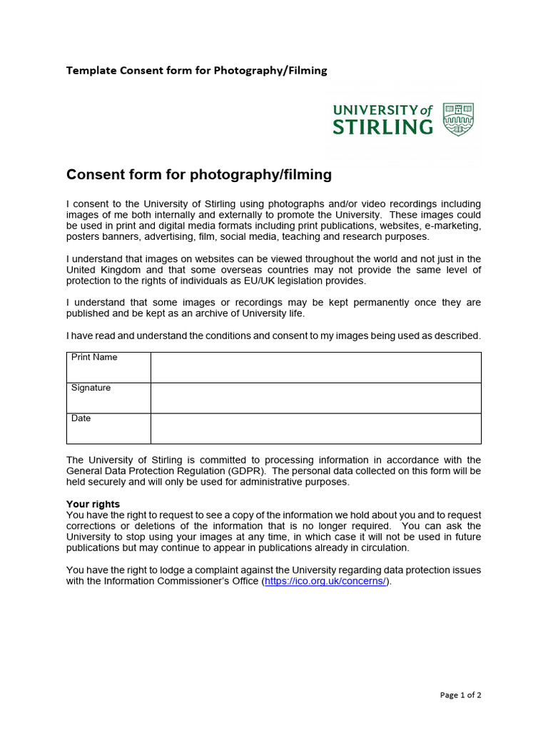 Photography Consent for Students | PDF