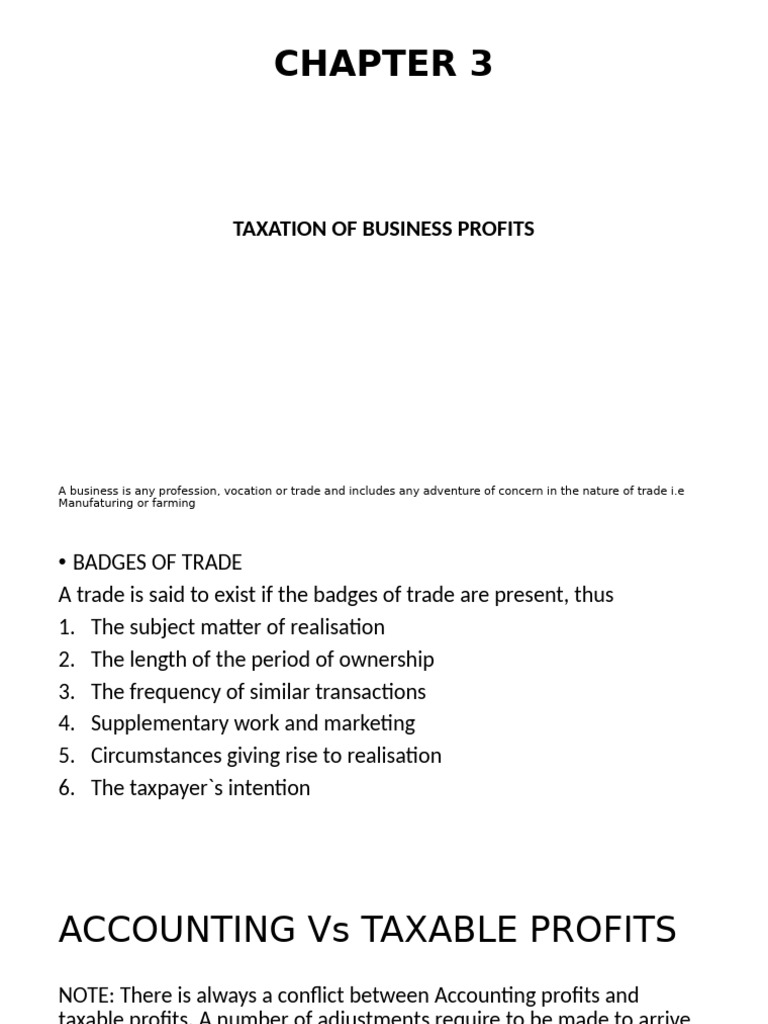 Taxation of Business Profits Explained | PDF