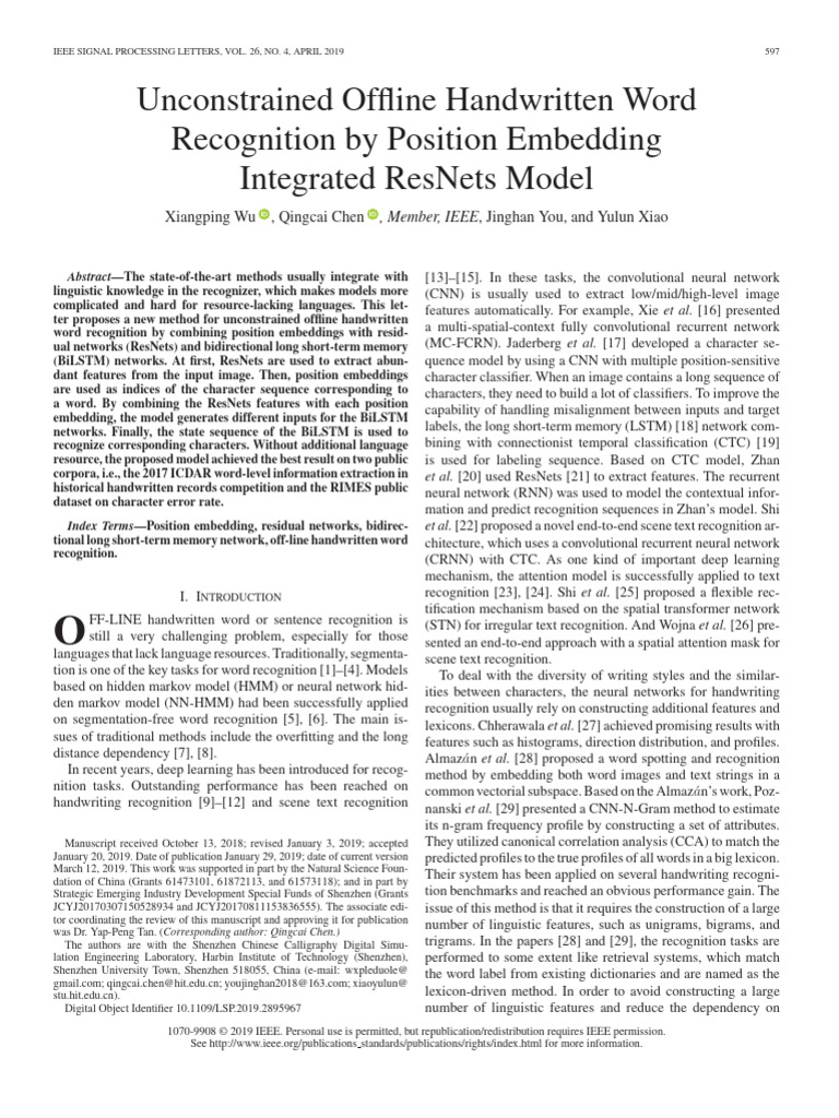 Unconstrained Offline Handwritten Word | PDF | Artificial Neural Network | Learning