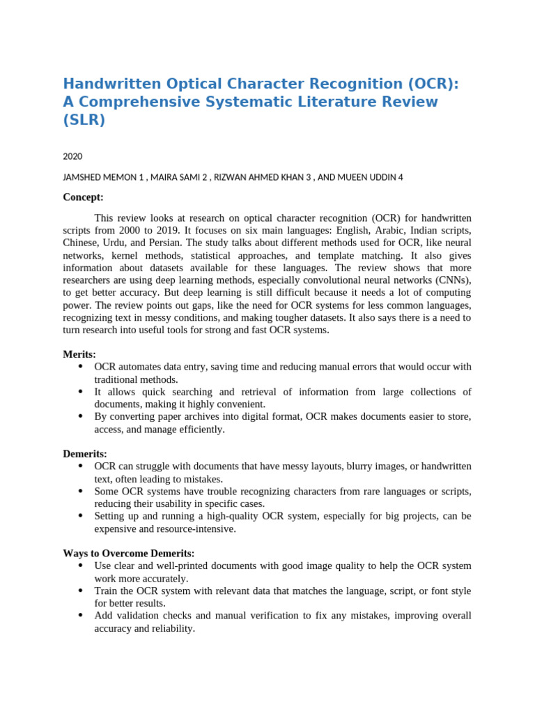 Handwritten Optical Character Recognition | PDF | Optical Character Recognition | Cognitive Science