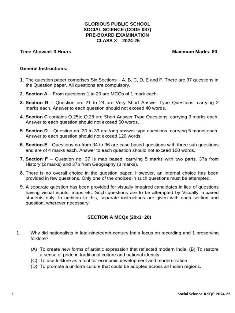 Class-X Preboard Social Science (Set-2) | PDF | Mahatma Gandhi