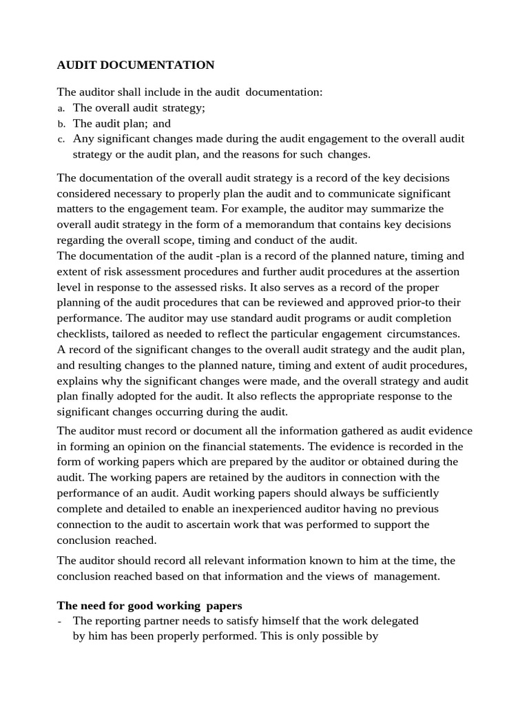 Audit Documentation | PDF | Audit | Internal Control