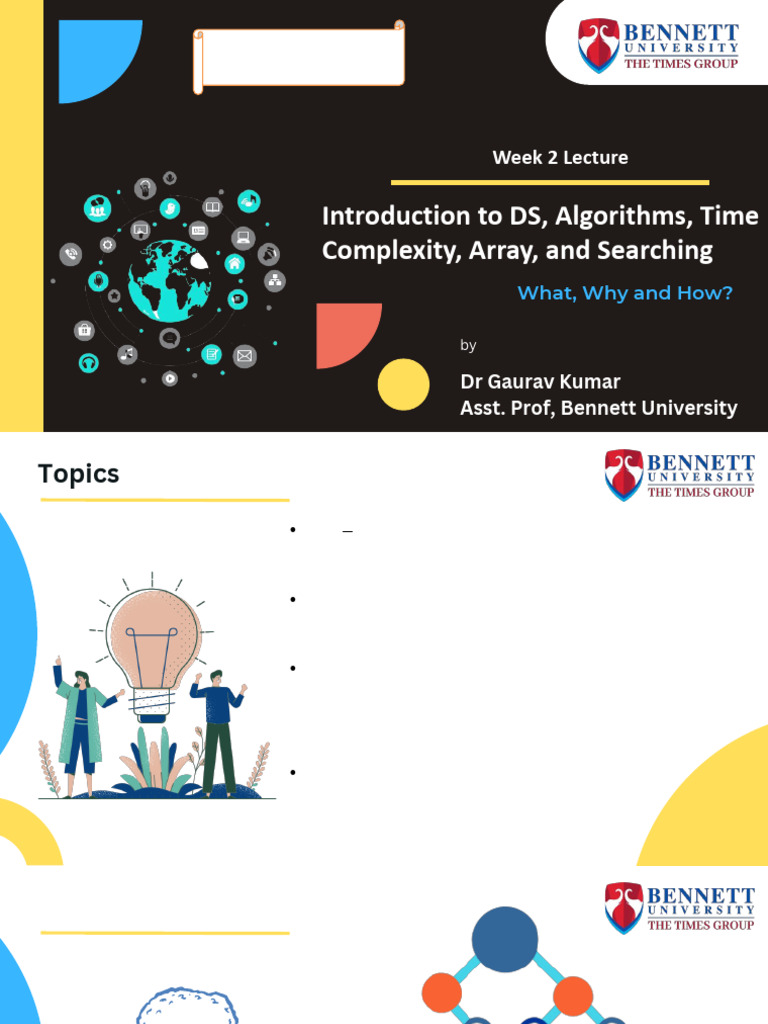 Ds Week 2 Basics Of Ds Lecture Algorithm Arrays Tc Linear Binary Search 