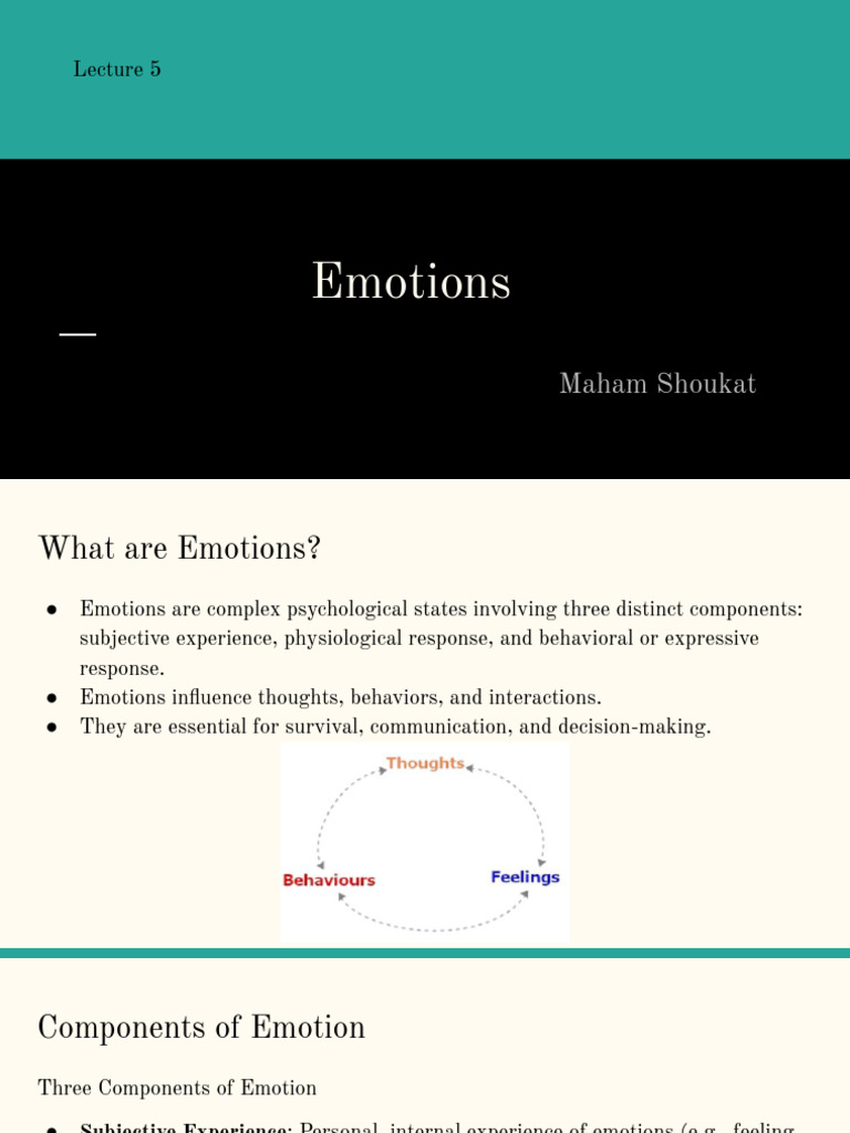 Intro To Psychology Lecture 5 & 6 | PDF | Emotions | Fear