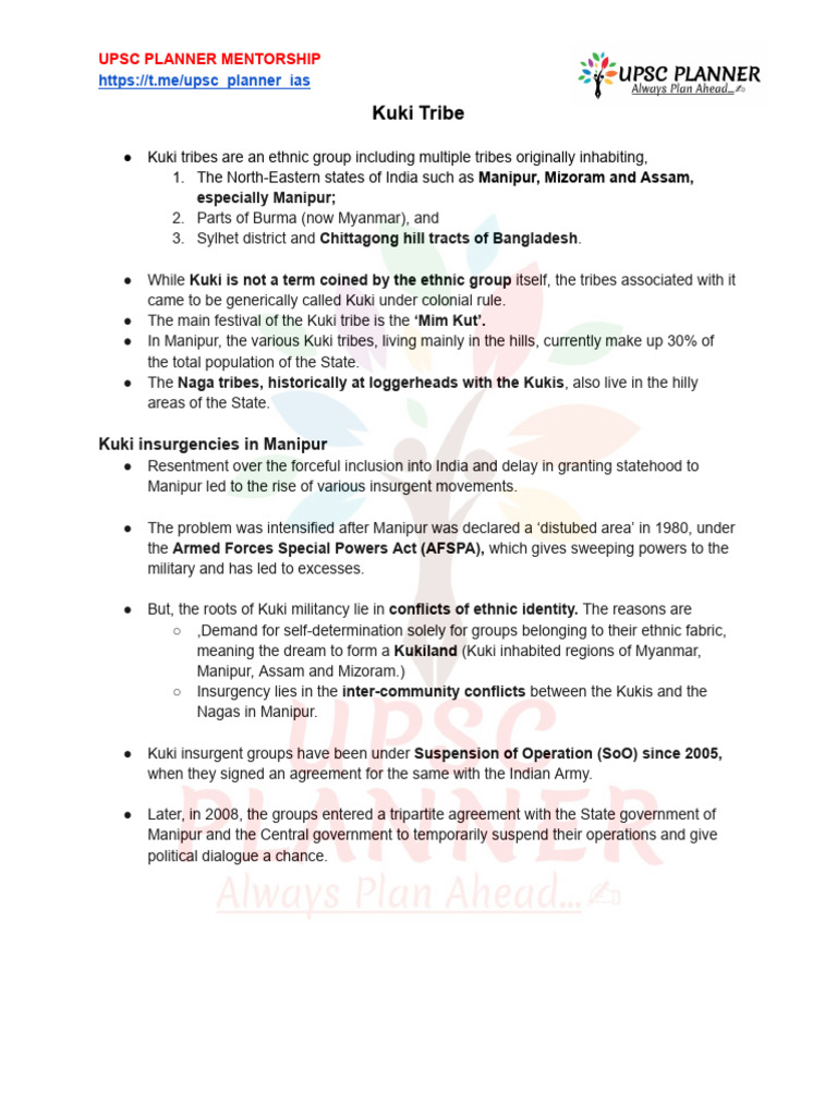 Kuki Tribe & Insurgency Overview | PDF