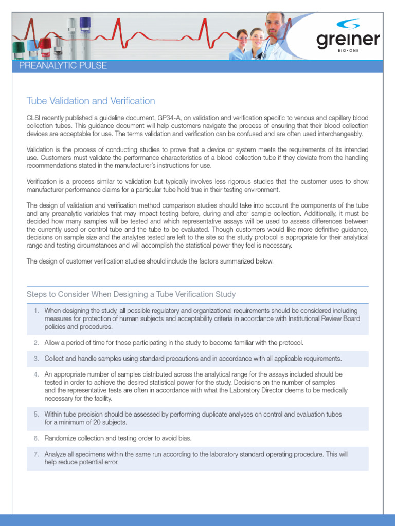 Blood Tube Validation & Verification Guide | PDF | Verification And ...