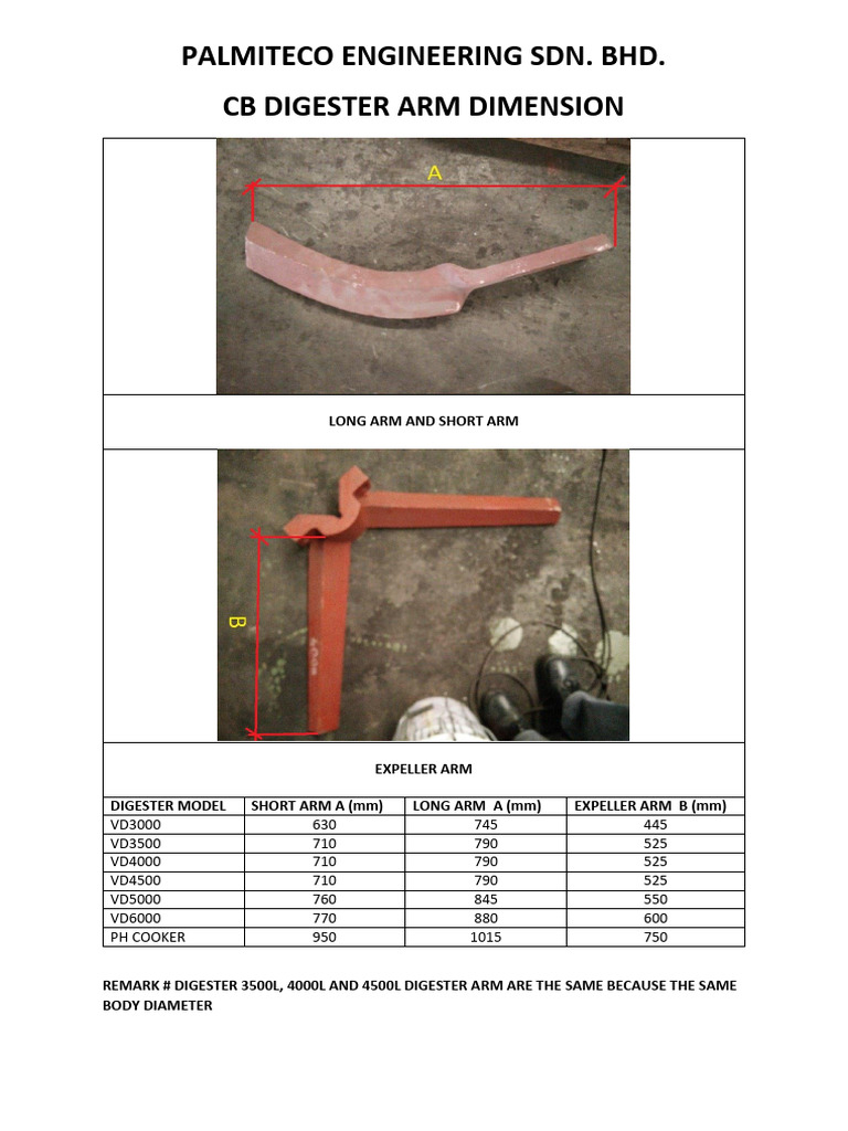 CB Digester & PH Cooker Arm Dimension | PDF