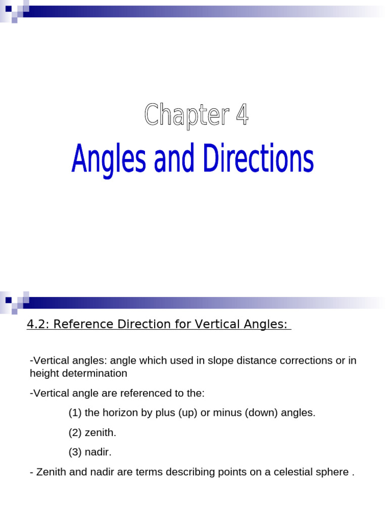 Vertical Angles and Directional Bearings Guide | PDF | Angle | Compass
