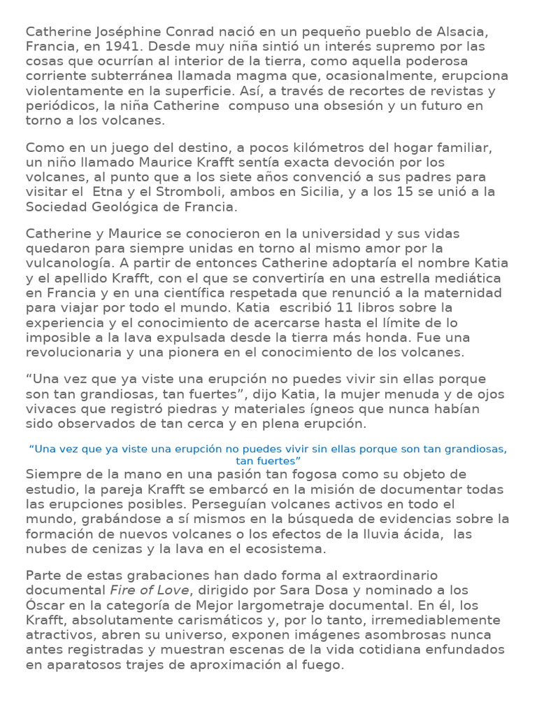 Katia Crafft | PDF | Volcán | Tipos de erupciones volcánicas
