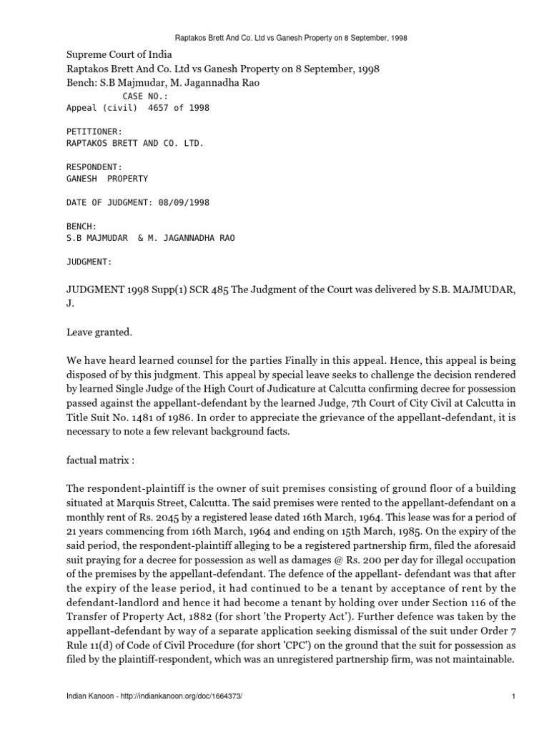 Raptakos Brett and Co LTD Vs Ganesh Property On 8 240402 124130 | PDF ...