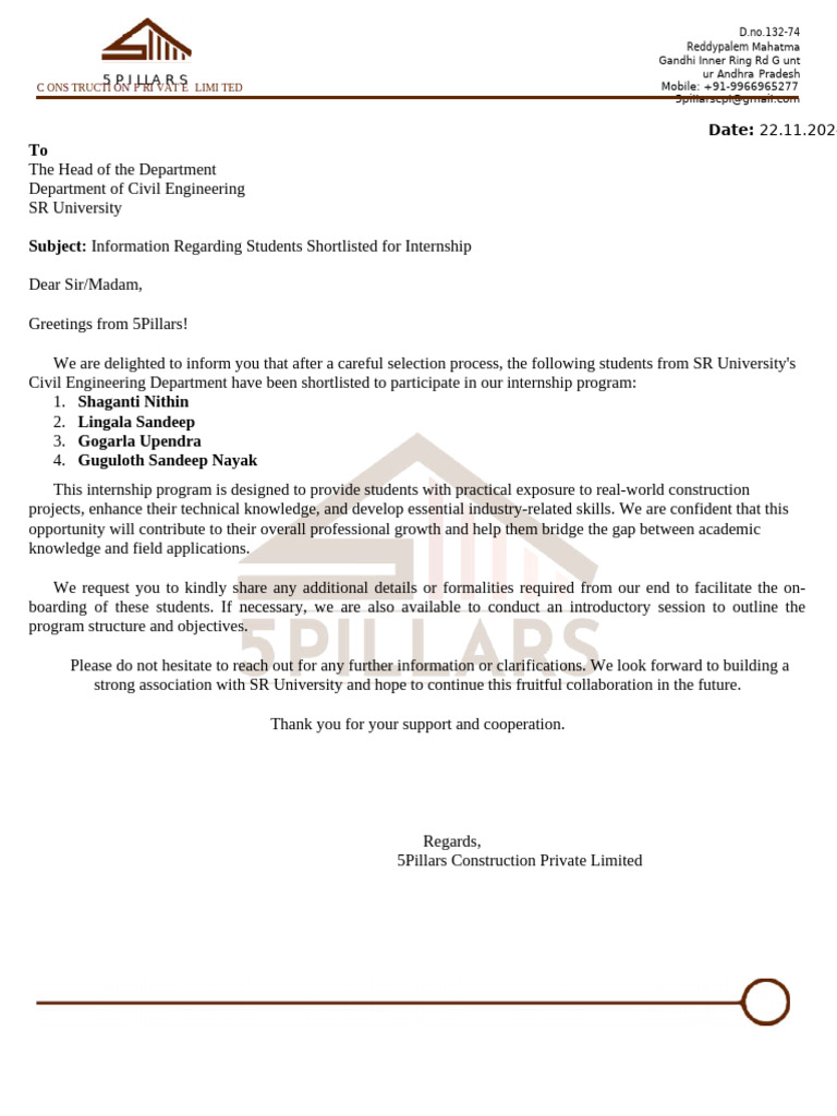 SR Intake Letter | PDF