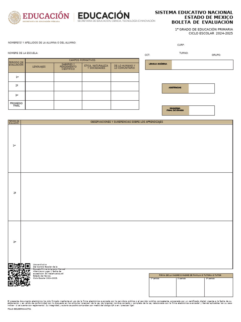 Boletas Editables Primaria 24-25 | PDF | Educación primaria | México