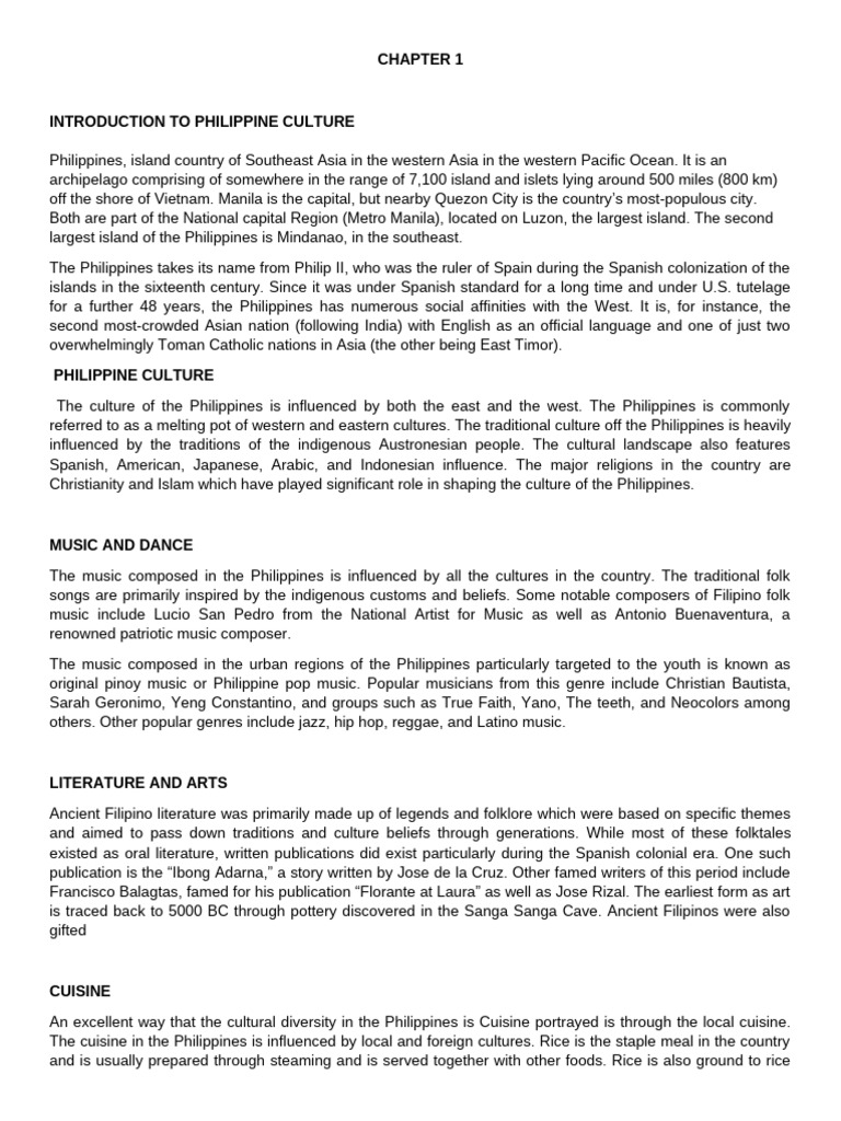 Philippine Culture Overview | PDF | Philippines | Luzon