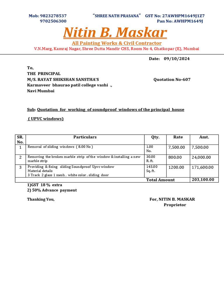 Quotation No A 607 | PDF