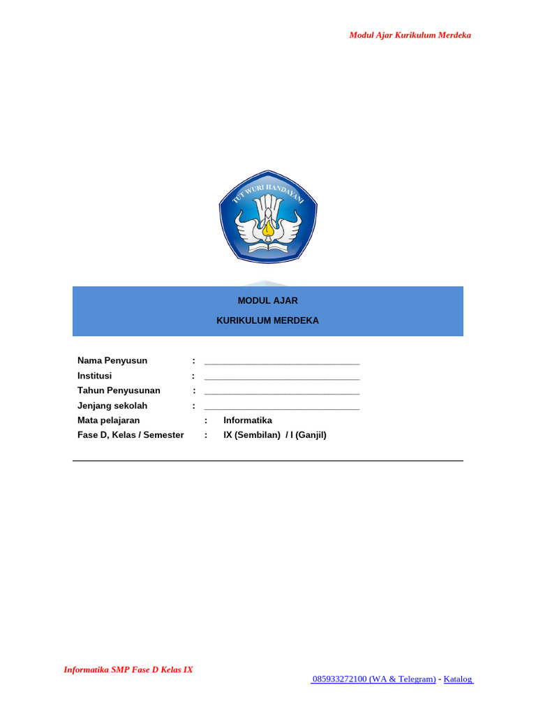 Modul Ajar Informatika SMP Kelas 9 Kurikulum Merdeka | PDF