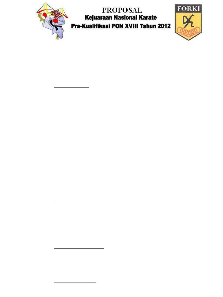 Proposal Kegiatan - Kegiatan - Kejuaraan Nasional Karate Prakualifikasi Pon | PDF