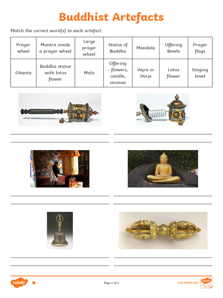 Cfe2 Re 131 Buddhist Artefacts Differentiated Activity Sheets English ...