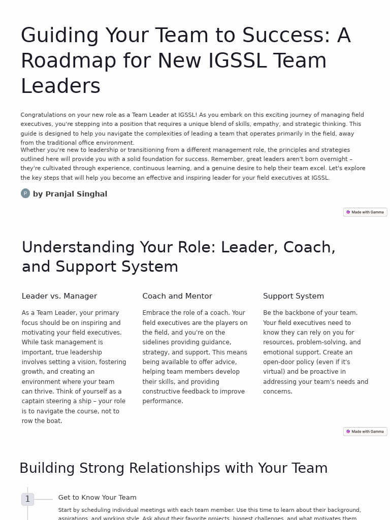 Guiding Your Team To Success A Roadmap For New IGSSL Team Leaders | PDF ...