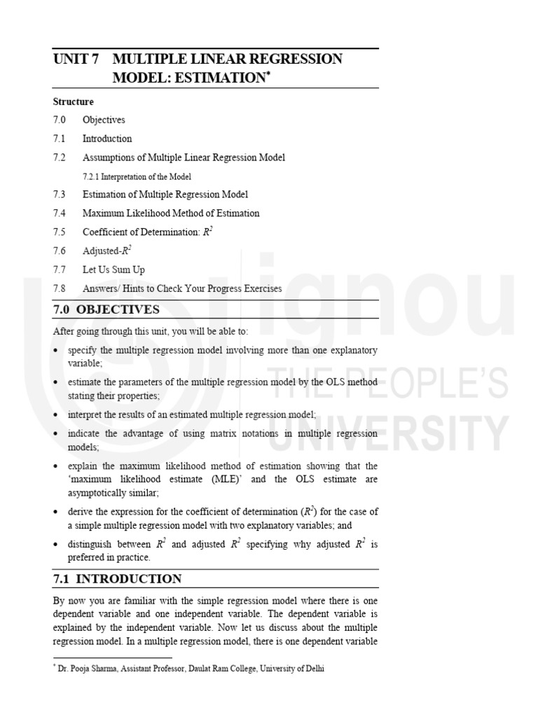 Multiple Linear Regression Estimation Guide | PDF | Ordinary Least ...
