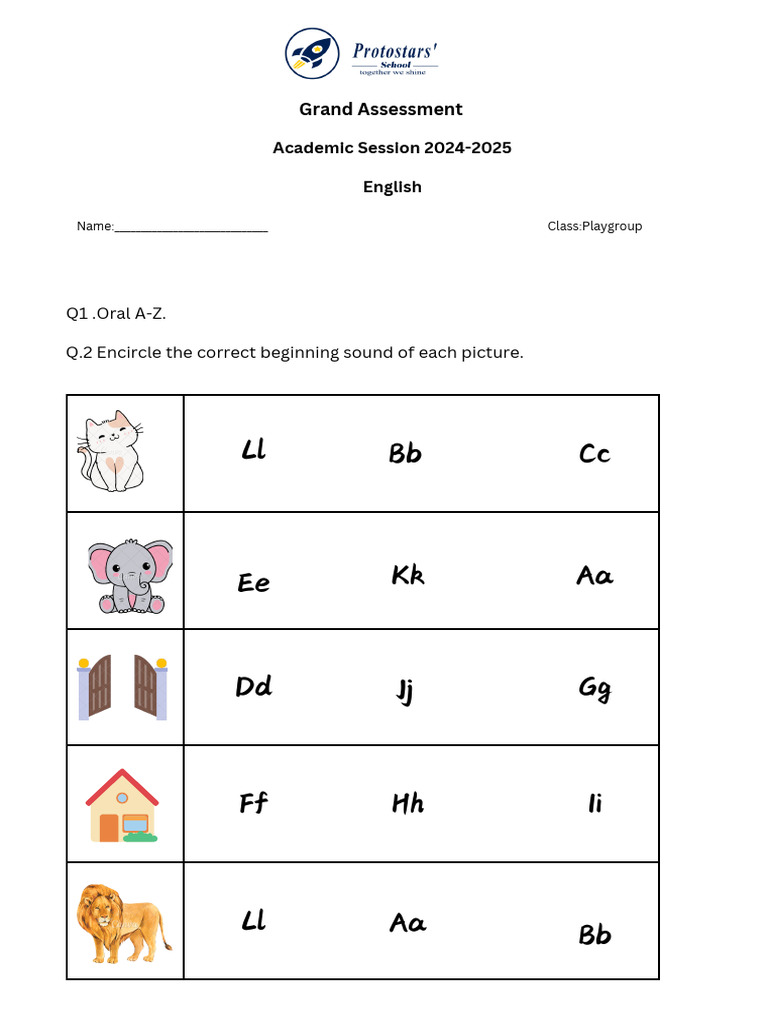 English Assessment Playgroup | PDF