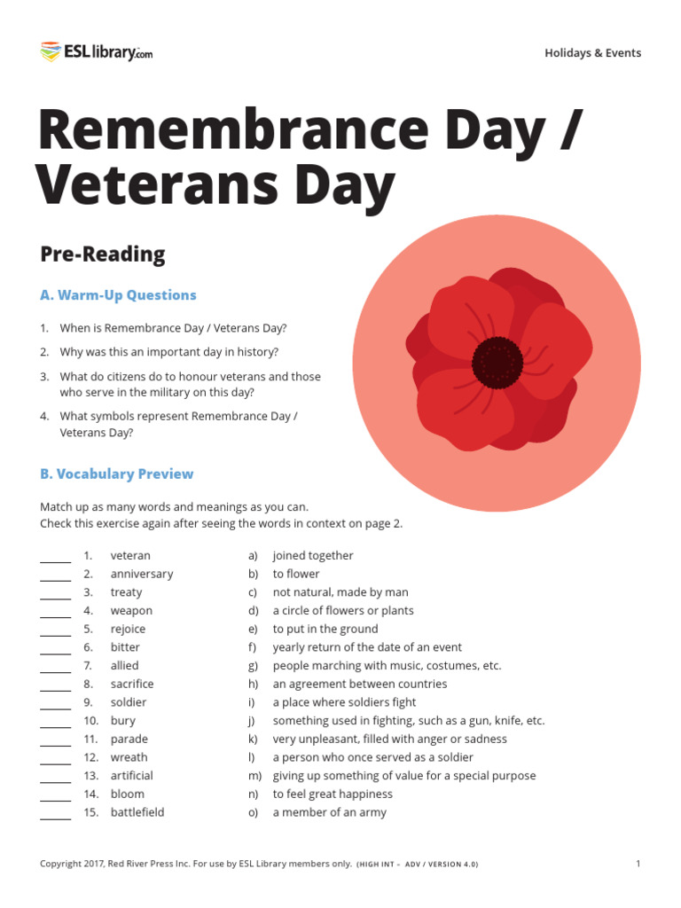 Remembrance Day Overview and Activities | PDF | Observances | Legacies