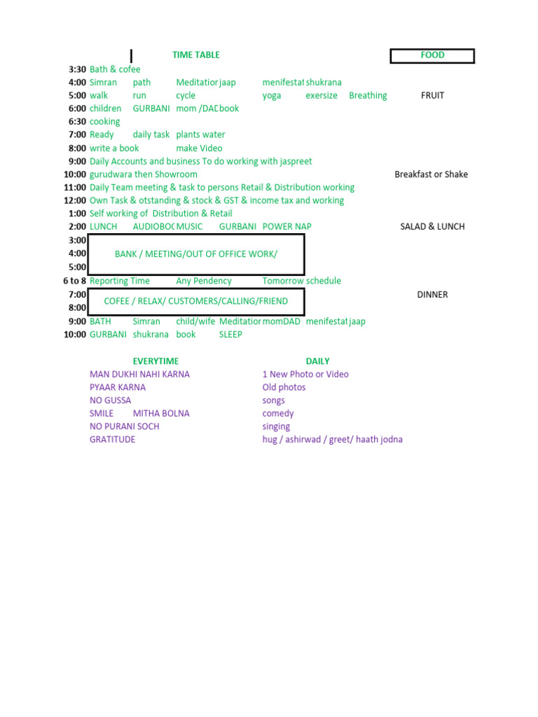 Time Table Working Days Yes | PDF