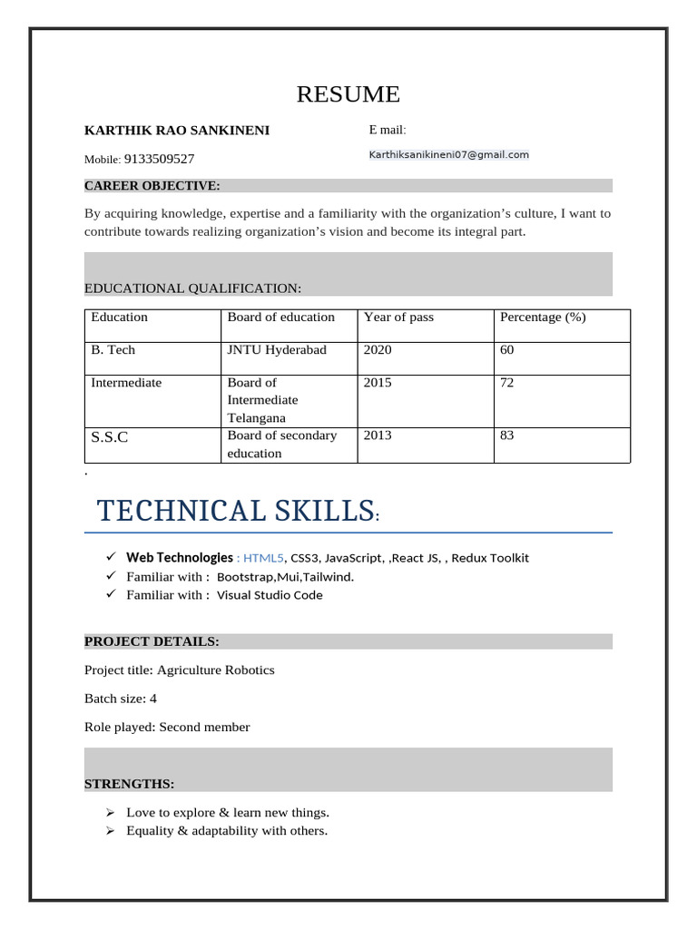 Karthik RESUME | PDF