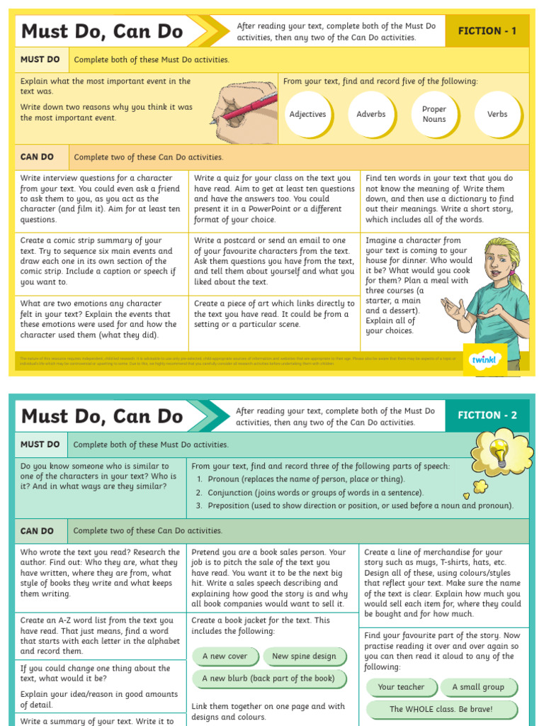 Reading Follow Ups Must Do Can Do Year 5 and 6 | PDF | Adverb | Part Of ...