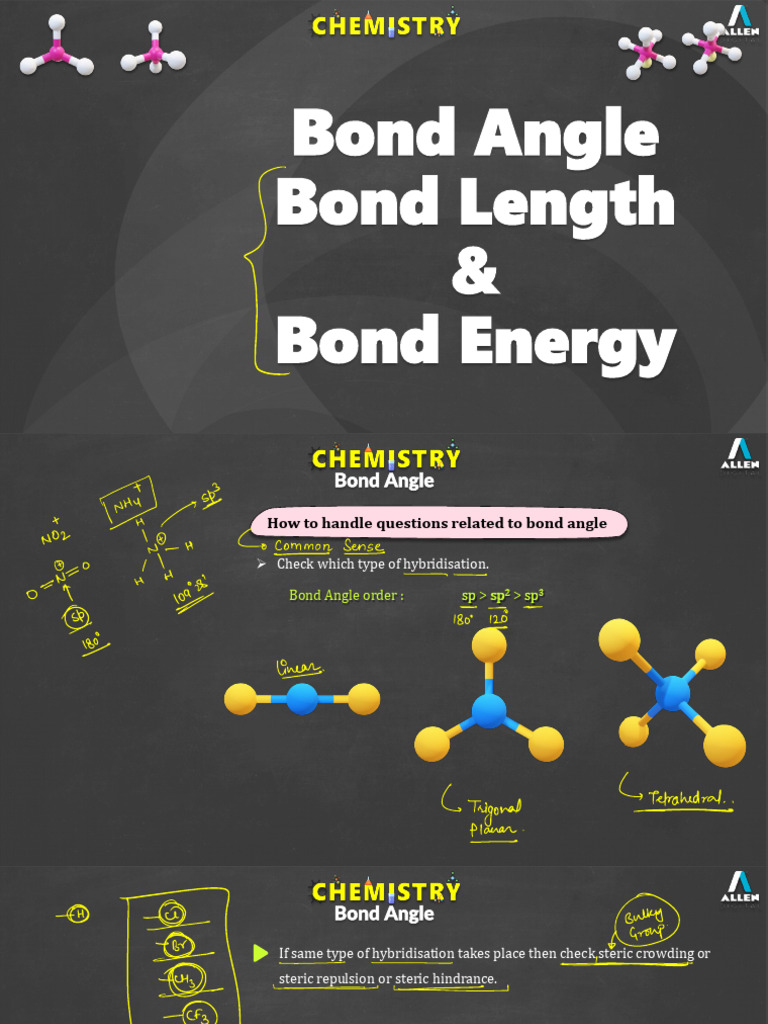 Bond Angle Bond Length & Bond Energy | PDF | Chemical Bond | Physical ...