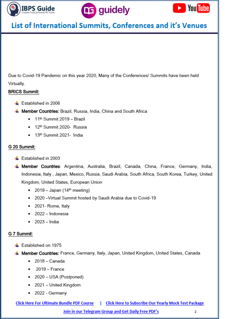 International Summit Venues List | PDF | International Relations ...