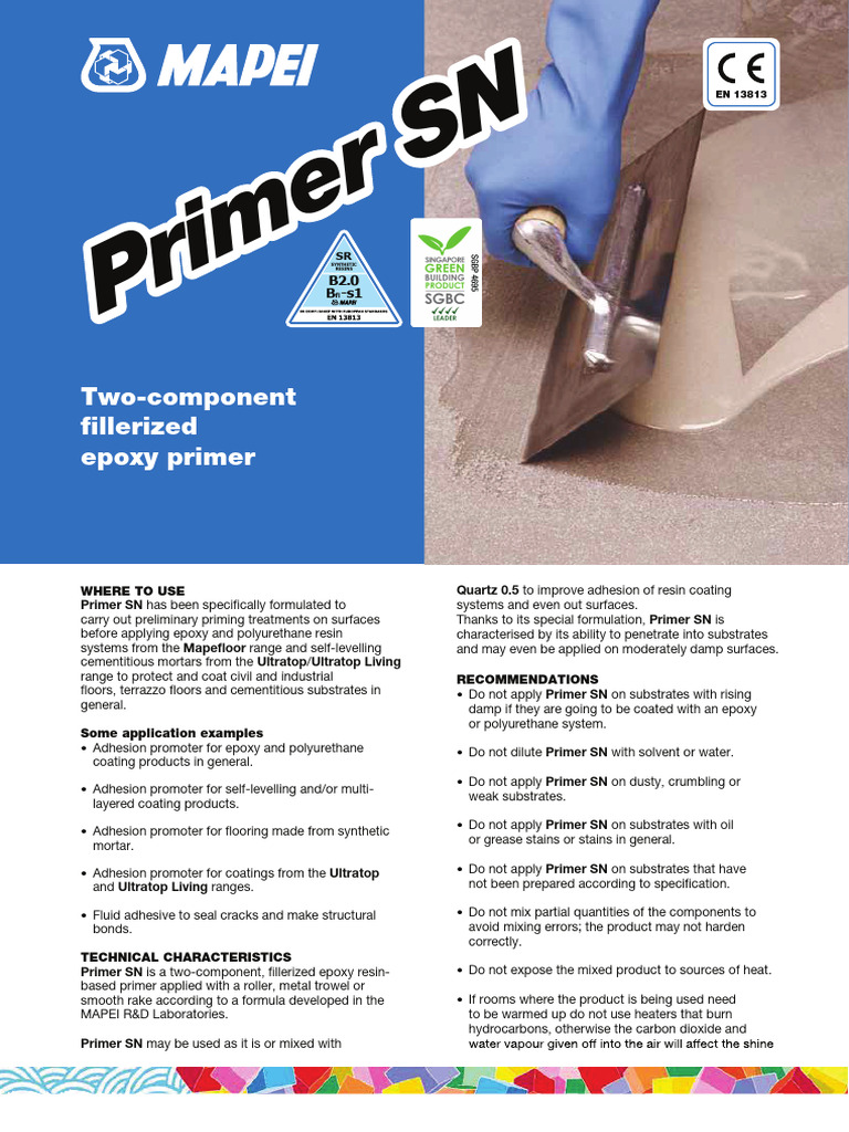 Waterproofing Mapei Primer SN | PDF | Epoxy | Concrete