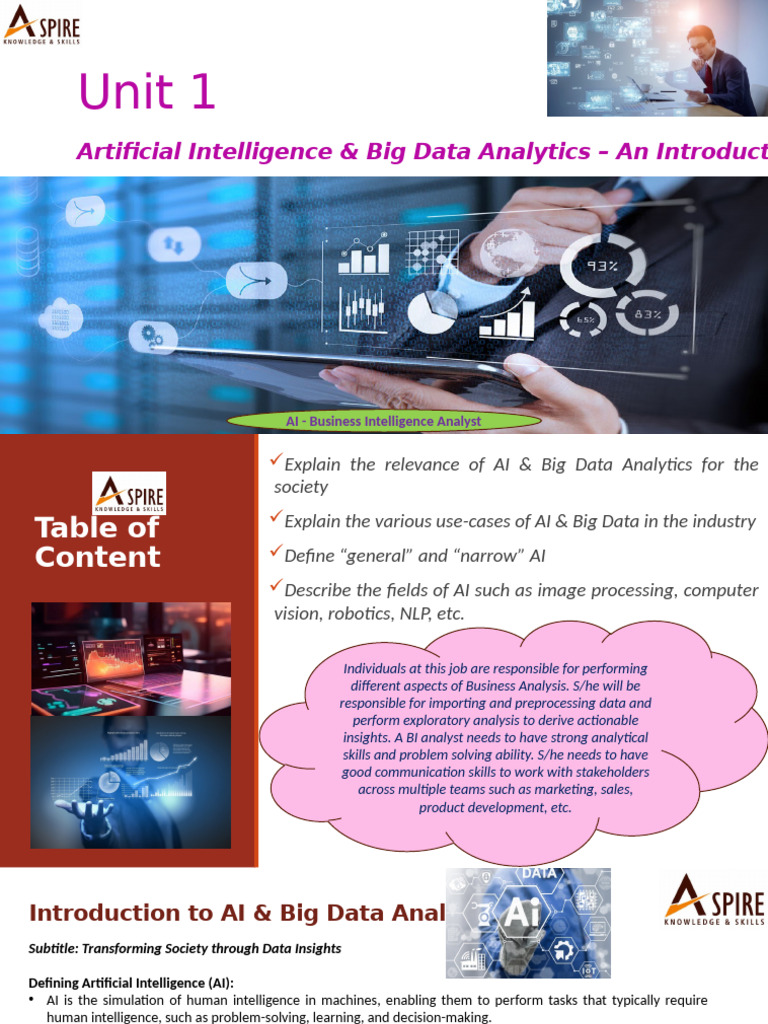 AIBIA 1 - Artificial Intelligence & Big Data Analytics - An Introduction | PDF | Artificial ...