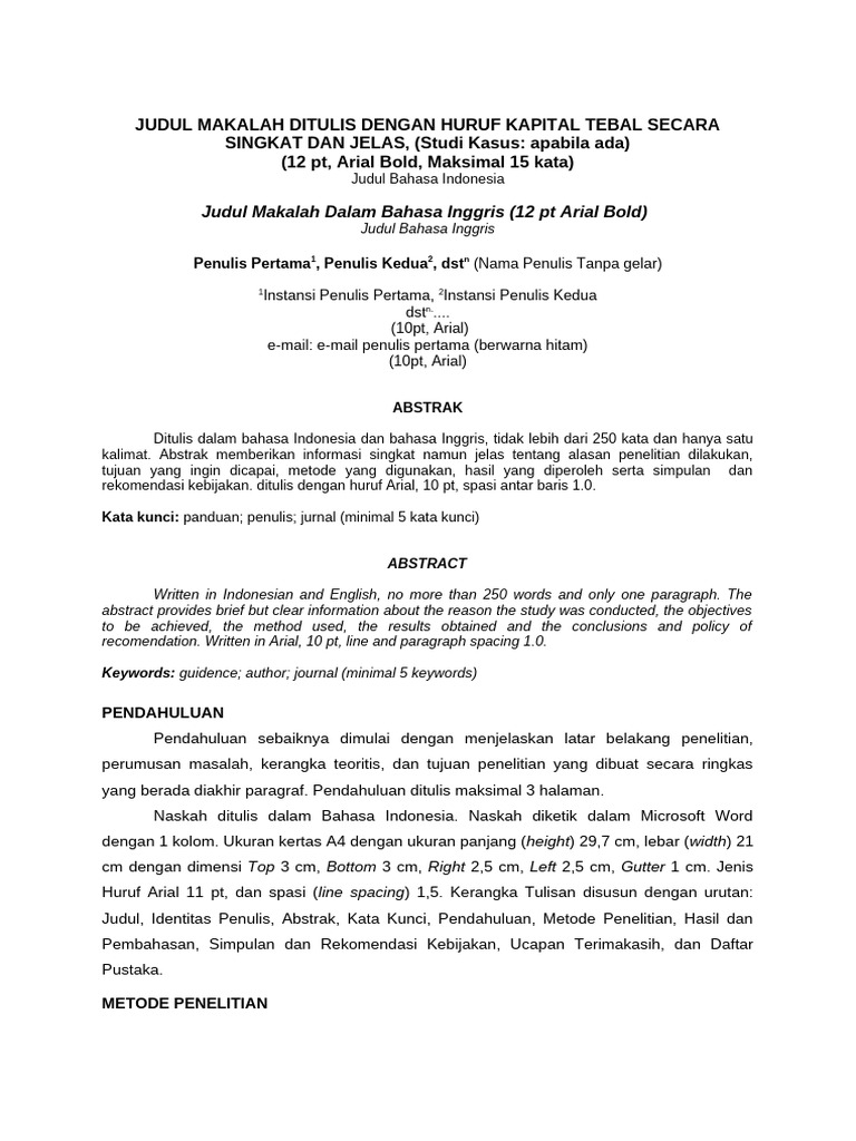 Jurnal Sosek Template of Manuscript in Indonesia (Paragraph Style) | PDF