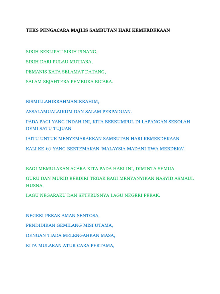 Sambutan Merdeka 67 di Sekolah | PDF