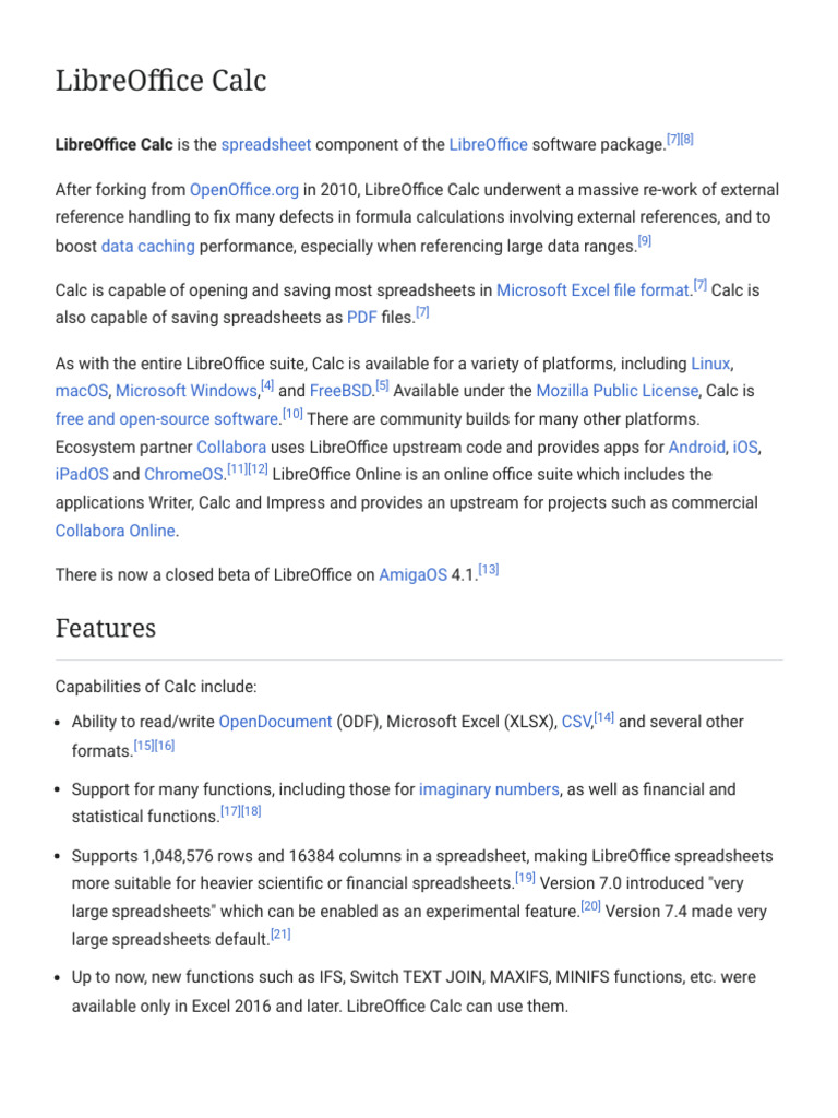LibreOffice Calc - Wikipedia | PDF | Microsoft Excel | Software
