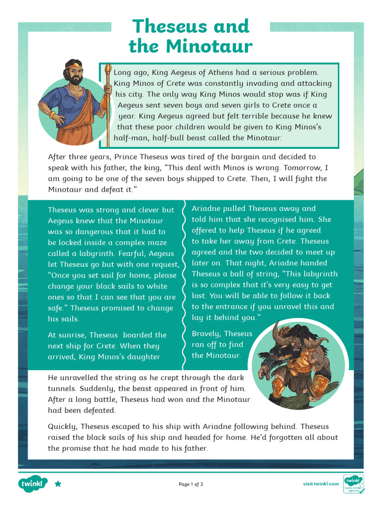 LKS2 Theseus and The Minotaur Differentiated Reading Comprehension ...
