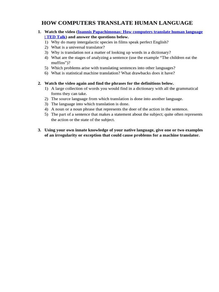 How Computers Translate Human Language | PDF