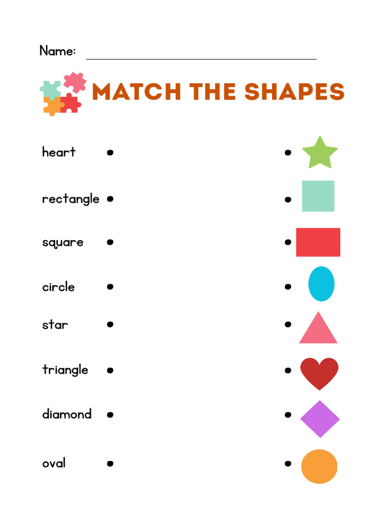 Match The Shapes Worksheet | PDF