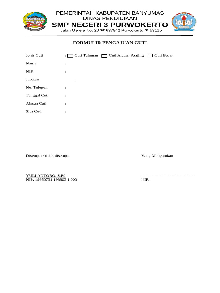 Formulir Pengajuan Cuti | PDF