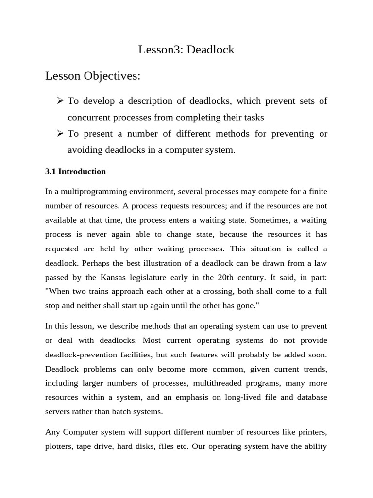 Deadlock | PDF | Process (Computing) | Computing