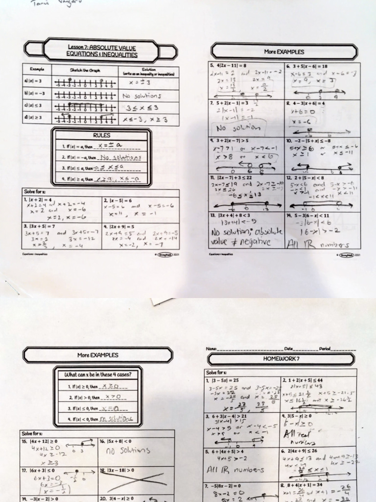 Absolute Value Equations & Inequalities | PDF | Mathematics | Algebra