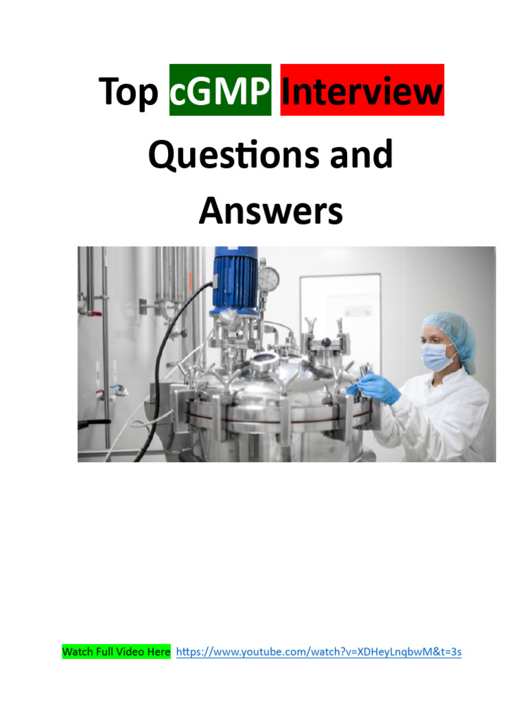 Top CGMP Interview Questions and Answers | PDF | Verification And ...