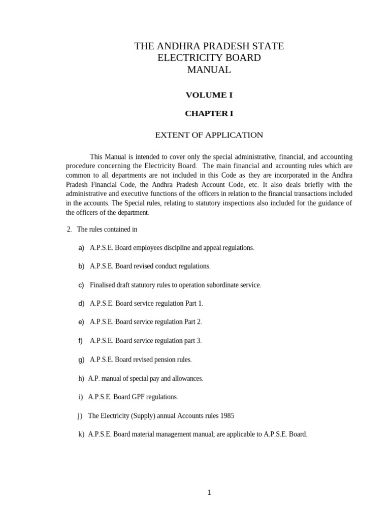 APSEB Manual Vol I - Part1 | PDF | Electrical Substation | Expense