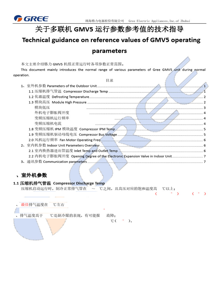 7-GMV5多联机运行参数参考值的技术指导 GMV VRF - Technical guidance on reference values of GMV5 operating ...