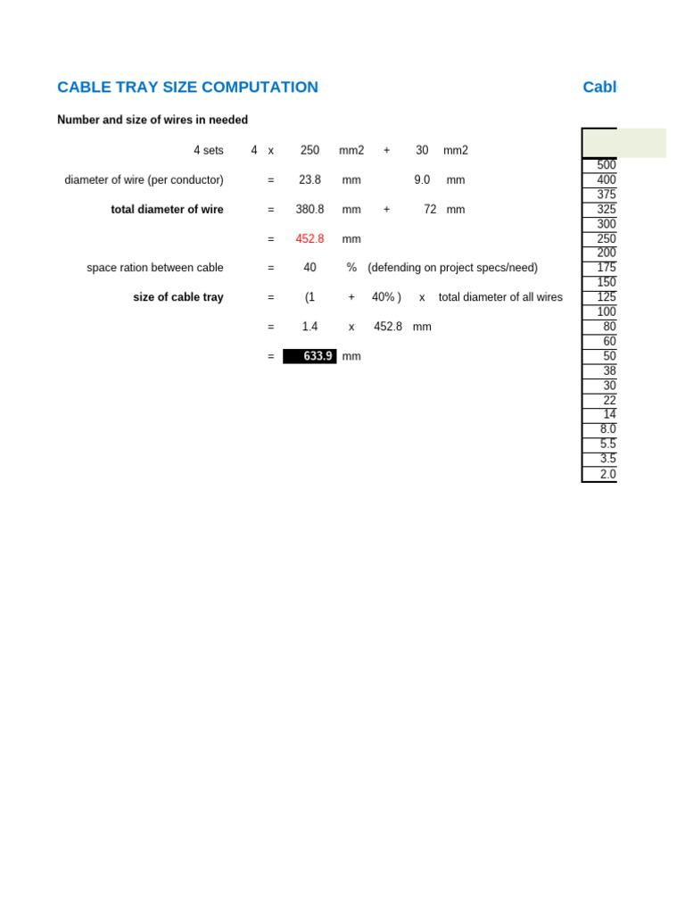 Cable Tray Sizing Guide | PDF | Electrical Engineering | Manufactured Goods