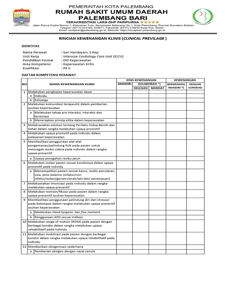 Sari Handayani - Terampil - PK II ICCU | PDF