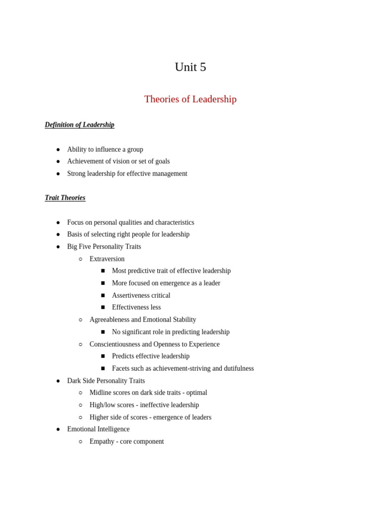 Unit 5 | PDF | Leadership | Transformational Leadership
