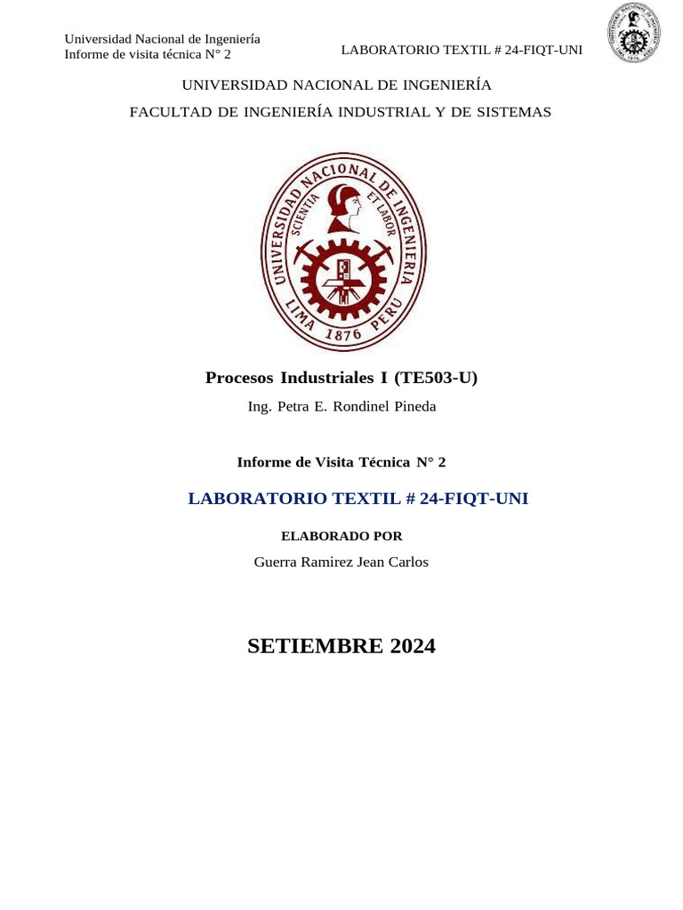 2 Visita - LABORATORIO TEXTIL | PDF | Textiles | Spinning (Textiles)