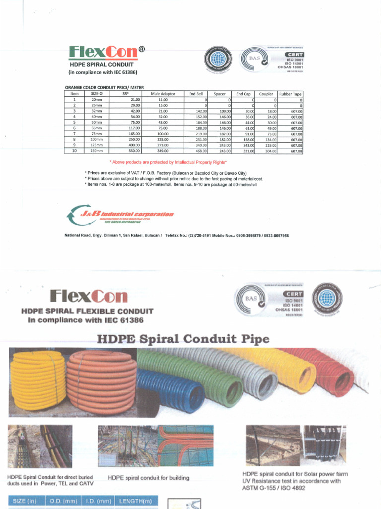 Flexcon Hdpe Spiral Conduit-040417 | PDF