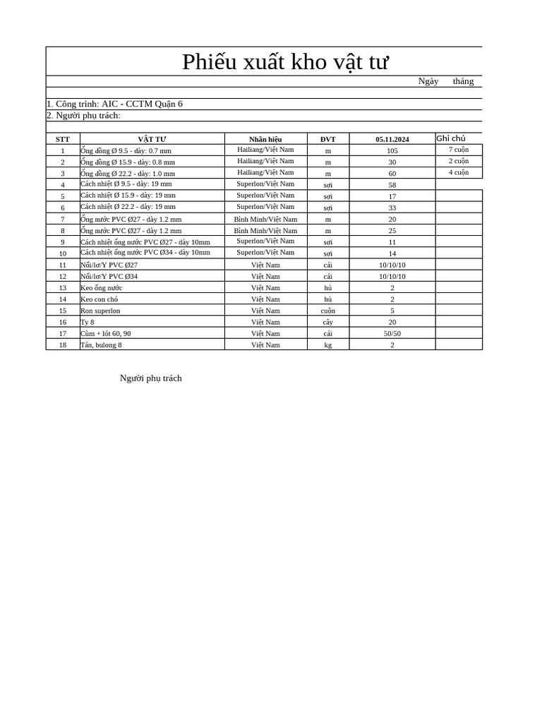 LQD - Phieu Xuat Kho Đ T 1 - Aic | PDF
